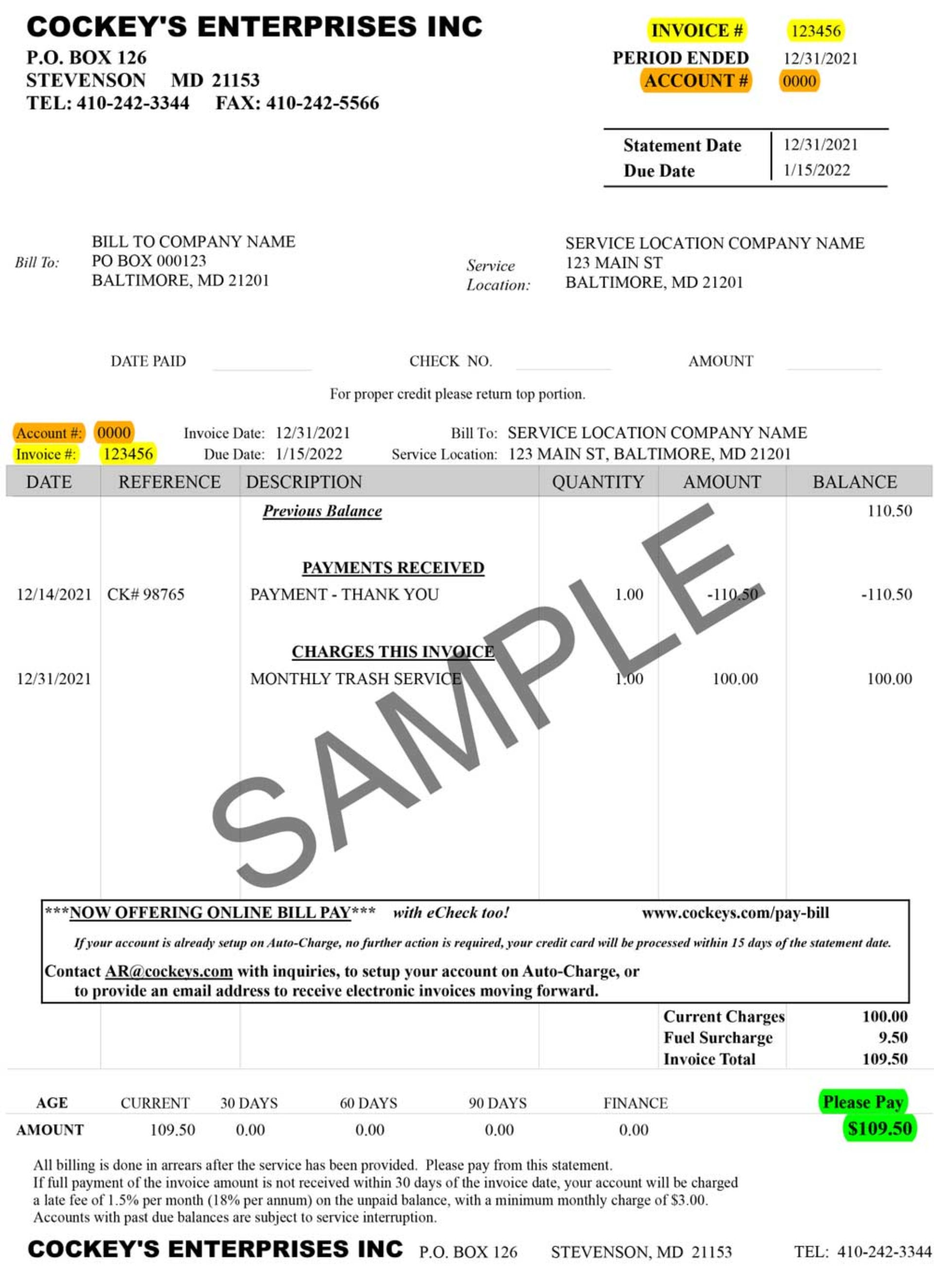 Pay Bill - Cockey's Enterprises, Inc.